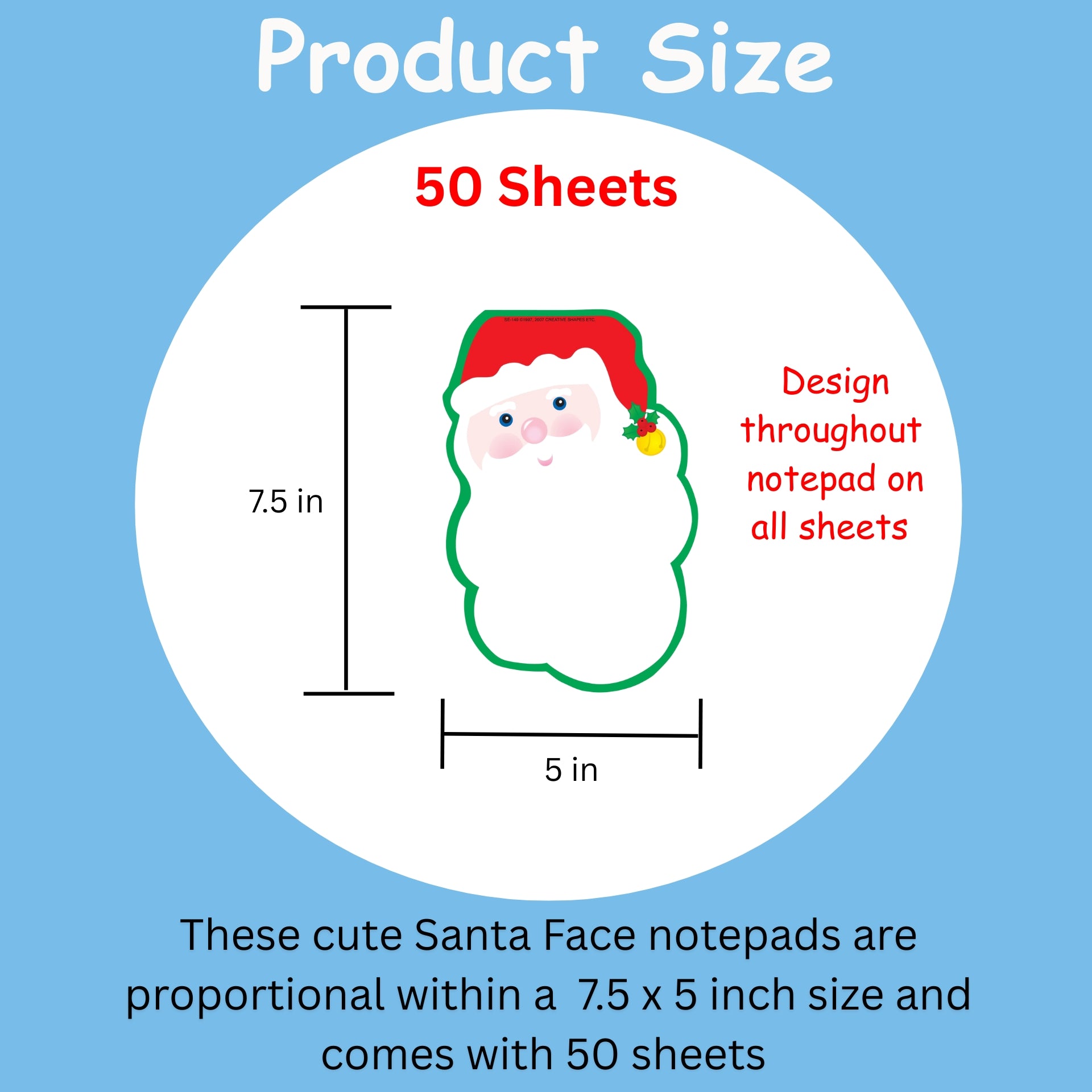 Santa Face Notepad for Festive Notes and Classroom Bulletin Board