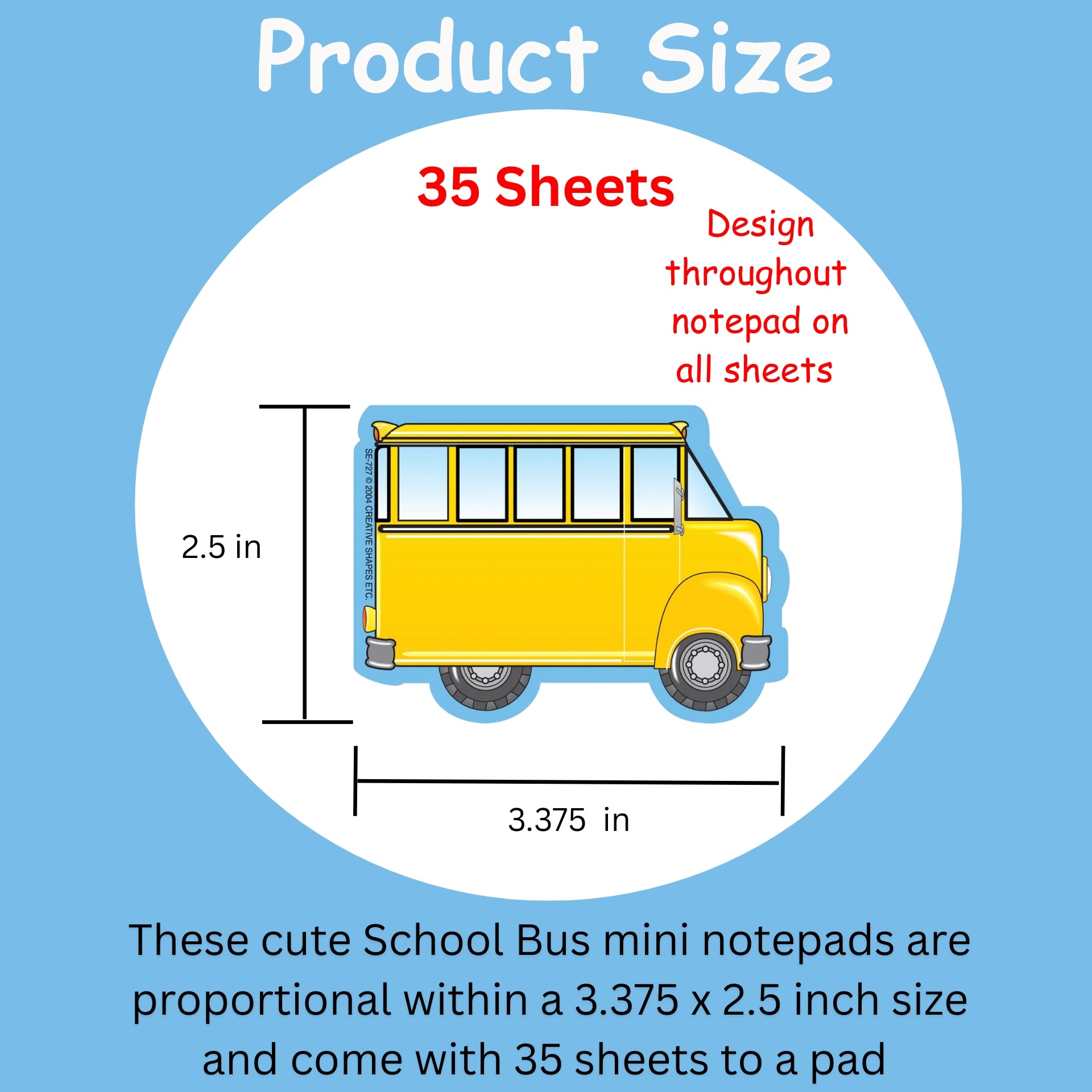 SHAPES ETC. Mini Notepad - School Bus