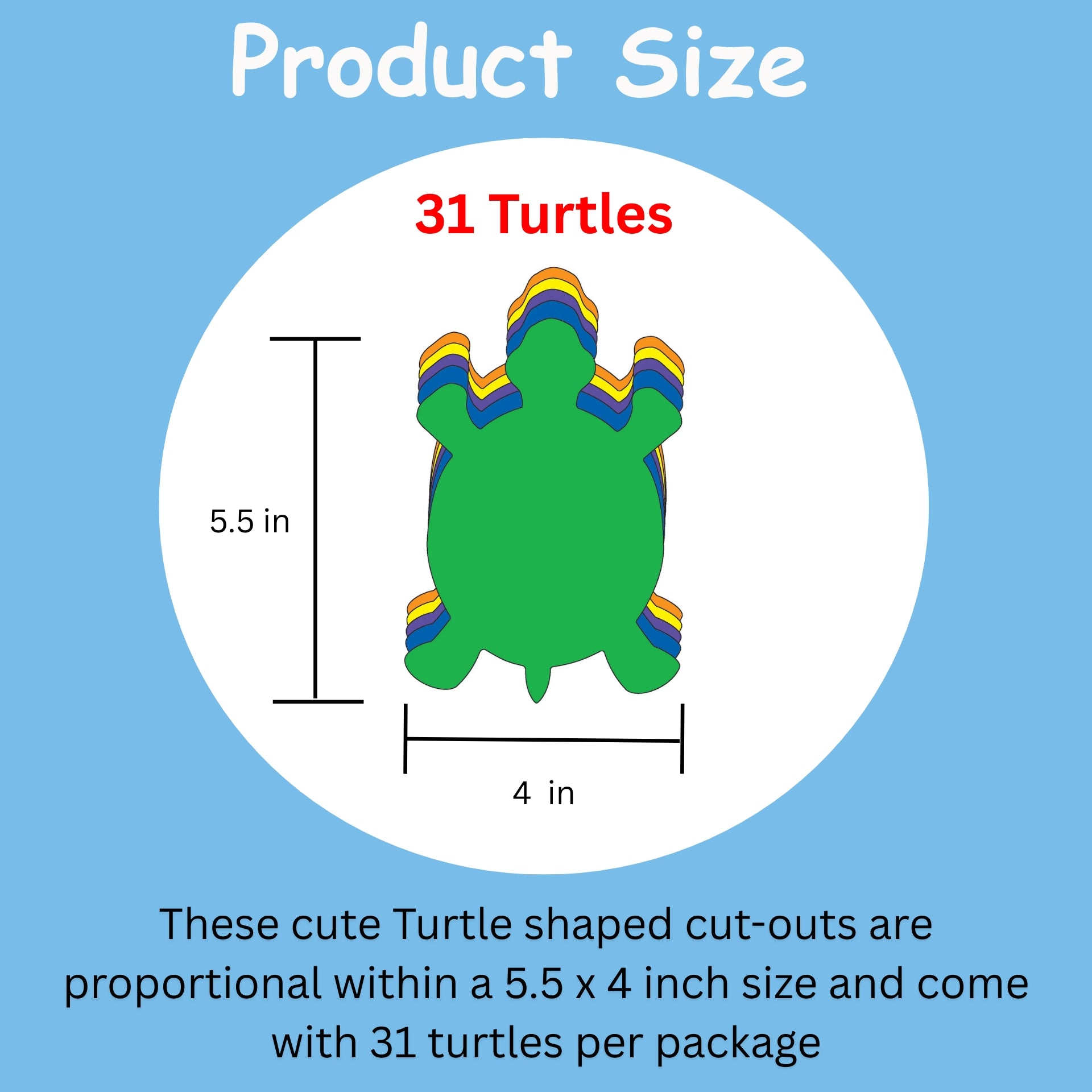 SHAPES ETC. Turtle Assorted Color Creative Cut-Outs- 5.5"