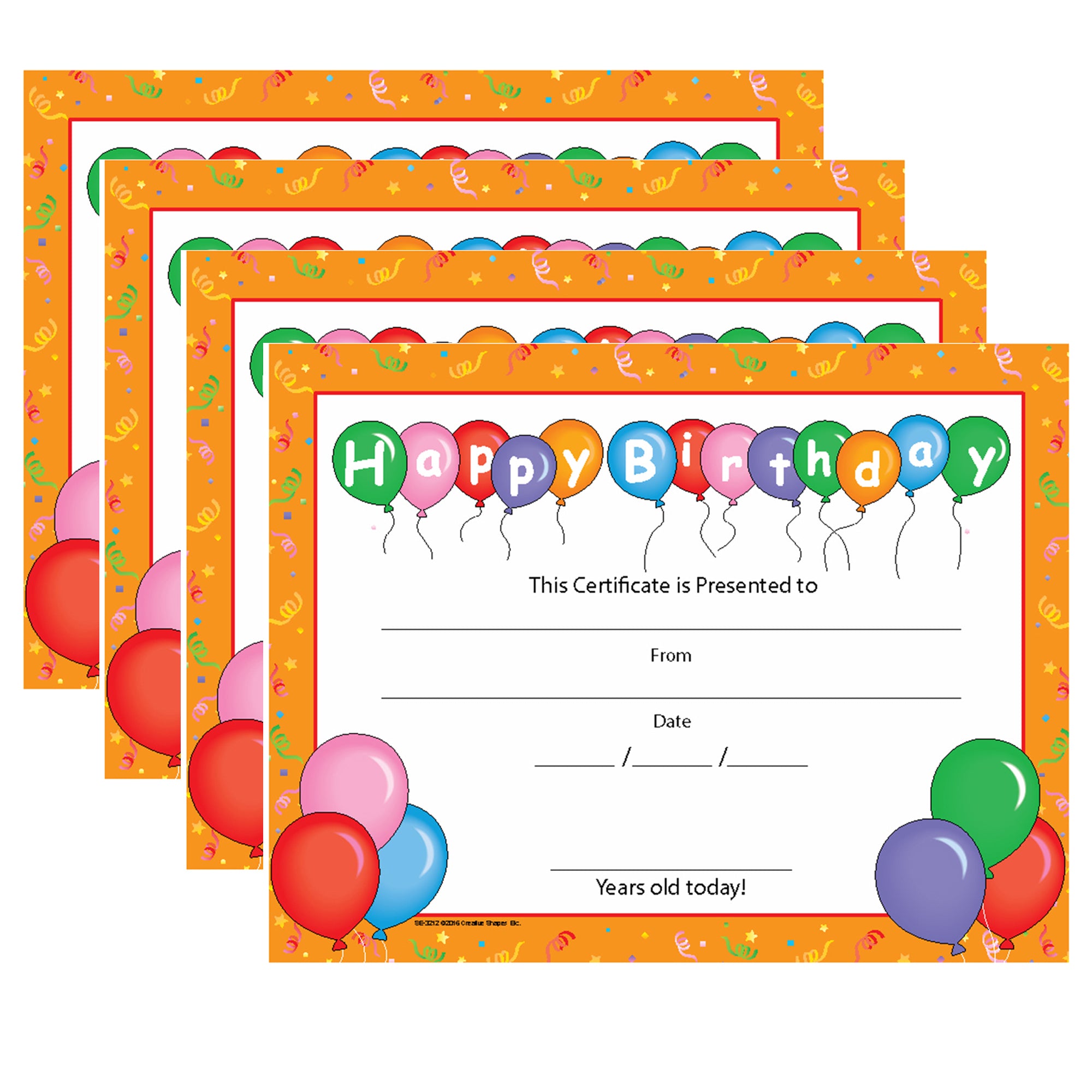 Happy Birthday Blank Certificates Happy Birthday Certificates Pk 20