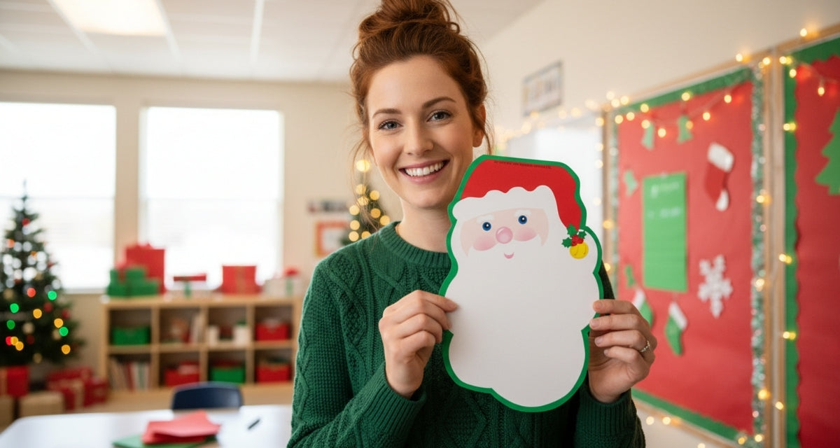 Santa Face Notepad for Festive Notes and Classroom Bulletin Board