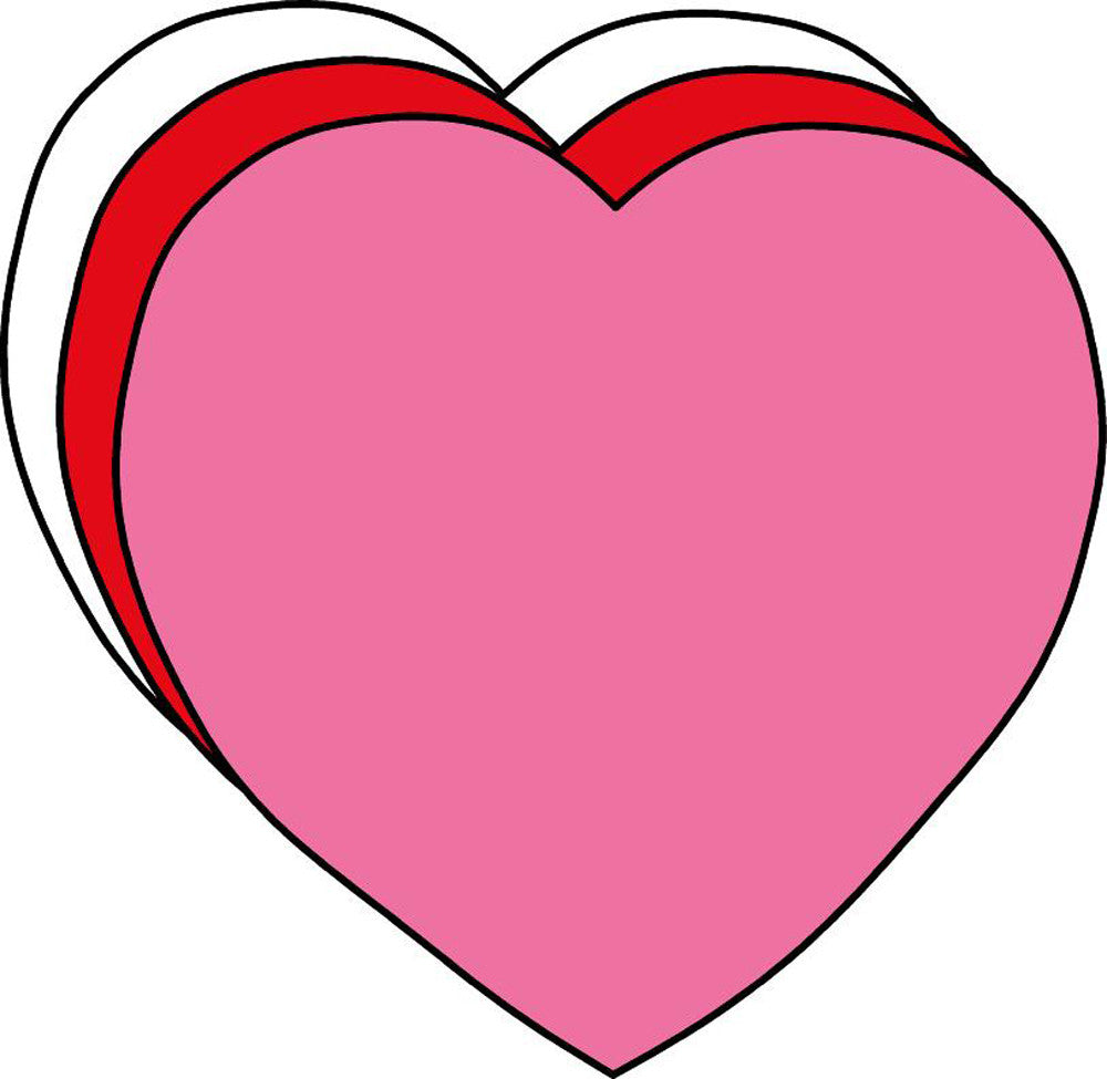 Tricolor Heart Cutouts 5.5 Inch for Classroom Crafts Fun