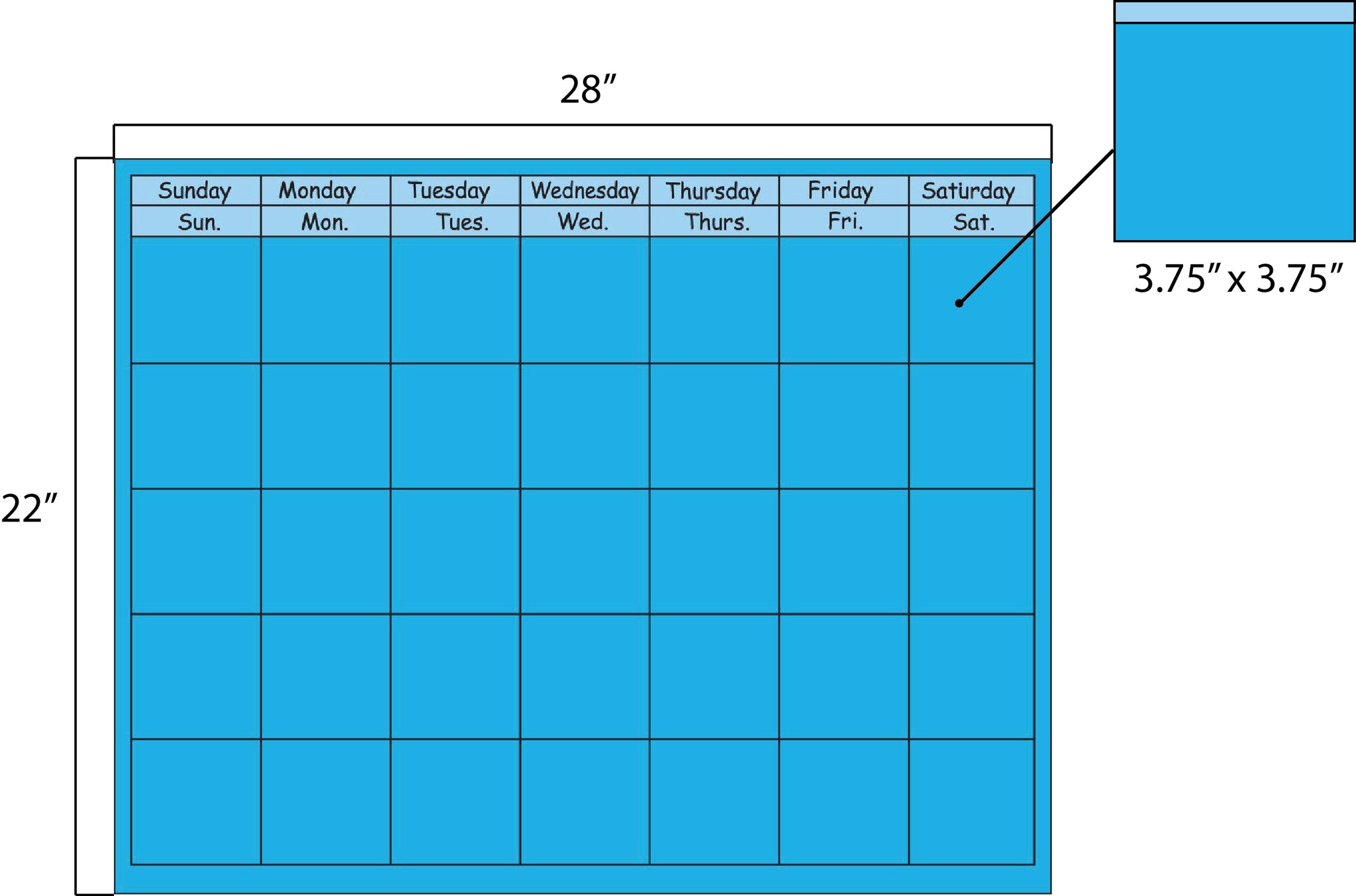 SHAPES ETC. Horizontal Calendar - Blue